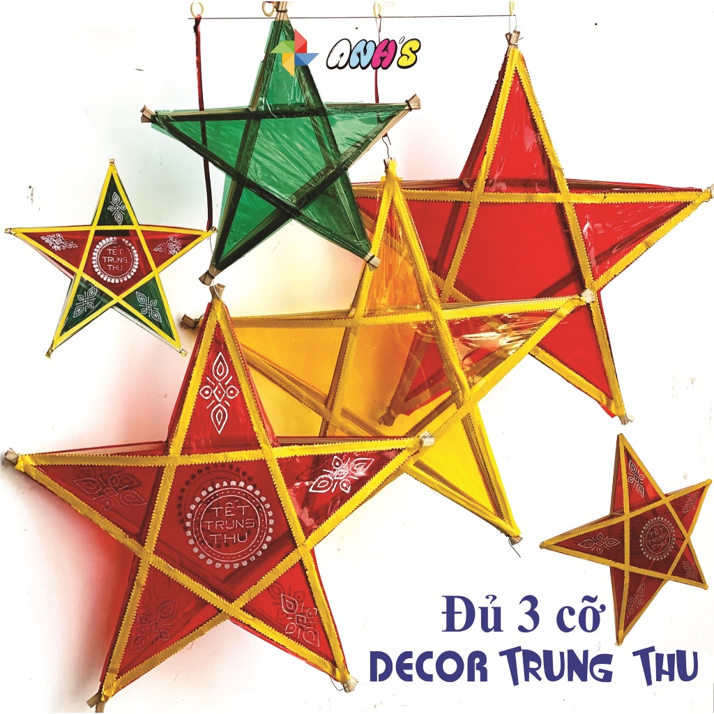 Combo 5/10 chiếc Đèn Ông Sao Không Viền trang trí decor trung thu size ...
