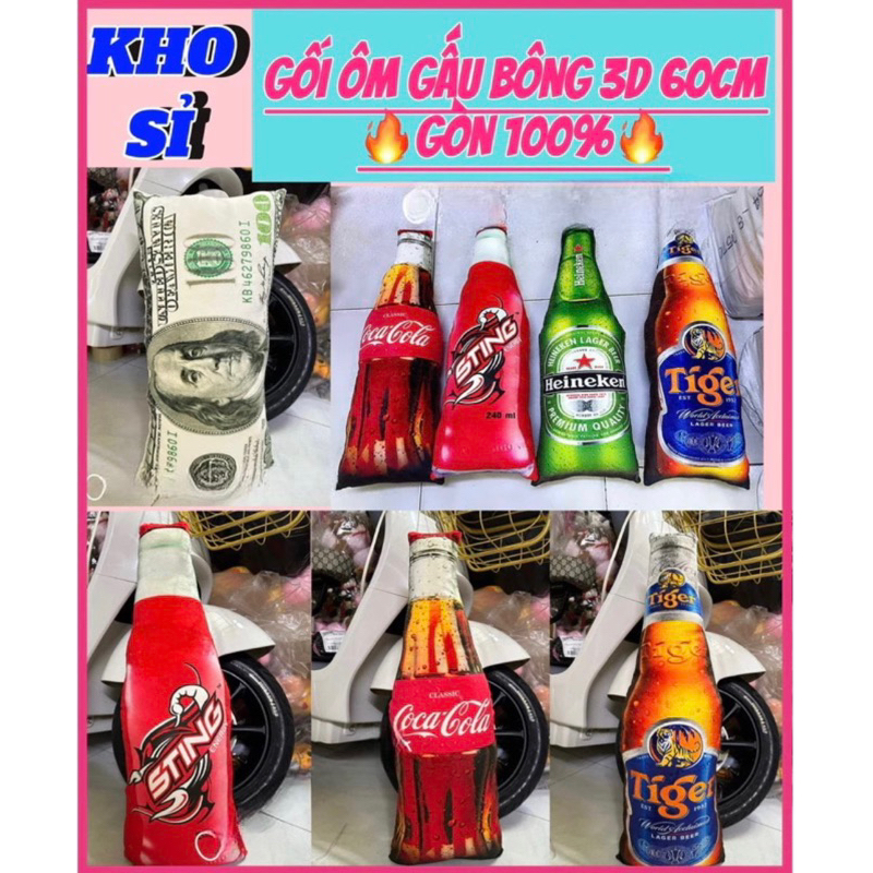 💕(KHO SỈ)💕60cm-90cm GẤU BÔNG GỐI ÔM 3D Hình DOLA-STING-COCA-TIGER Cho ...