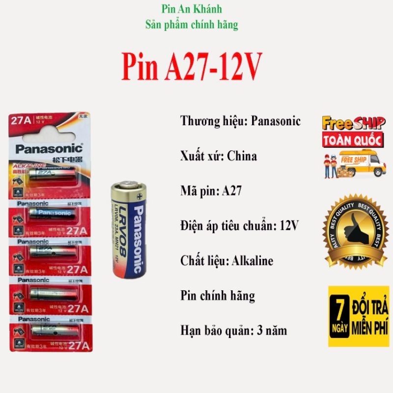 Pin A27 Panasonic Alkaline 1 viên pin cửa cuốn remote | Shopee Việt Nam
