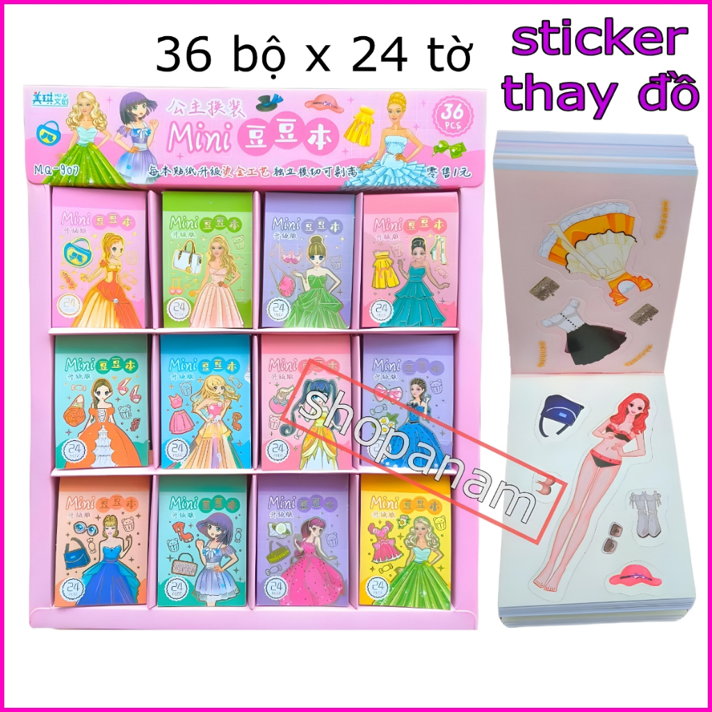 khay 36 bộ sticker công chúa thay đồ , sticker thay trang phục | Shopee ...