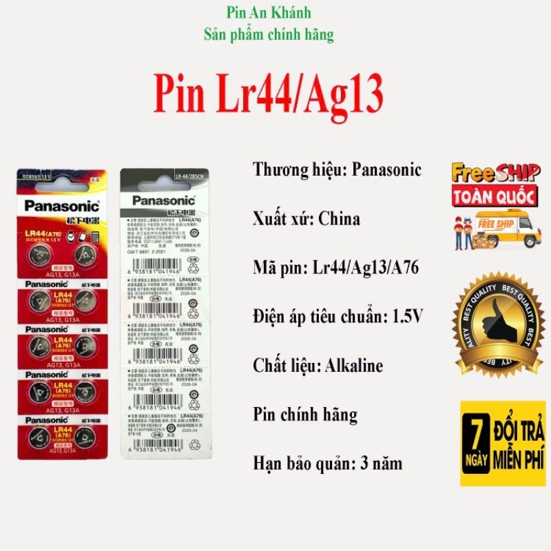 Vỉ 10 Viên pin LR44/AG13 Panasonic 1,5 V | Shopee Việt Nam