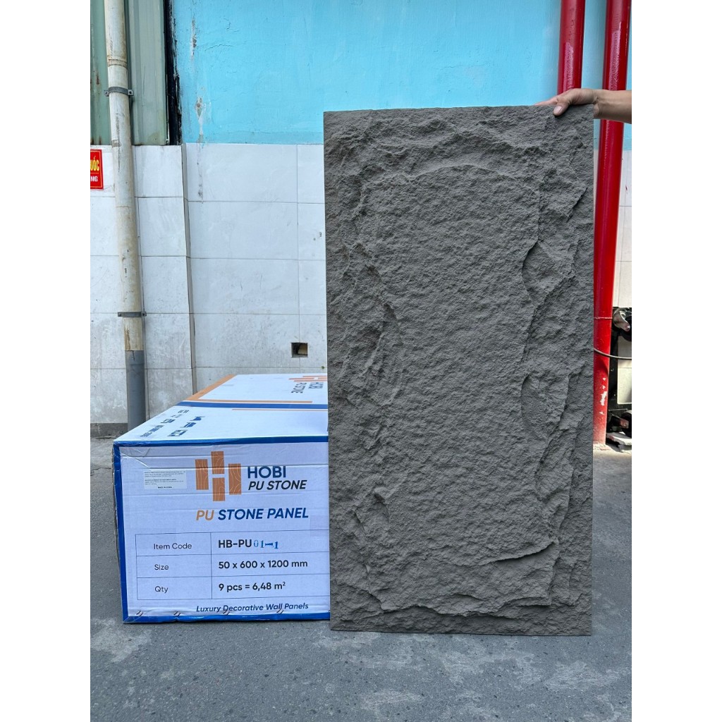 Tấm ốp giả đá PU, Dày 5cm, kt 120x60cm, chất liệu PU hàn quốc chống cháy( Hàng oder giao trực ...