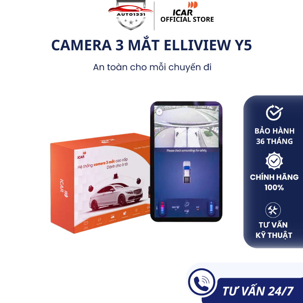 Camera 3 mắt Elliview Y5 ICAR Hiển Thị Ngay Trên Màn Hình Zin Cắm Zắc ...