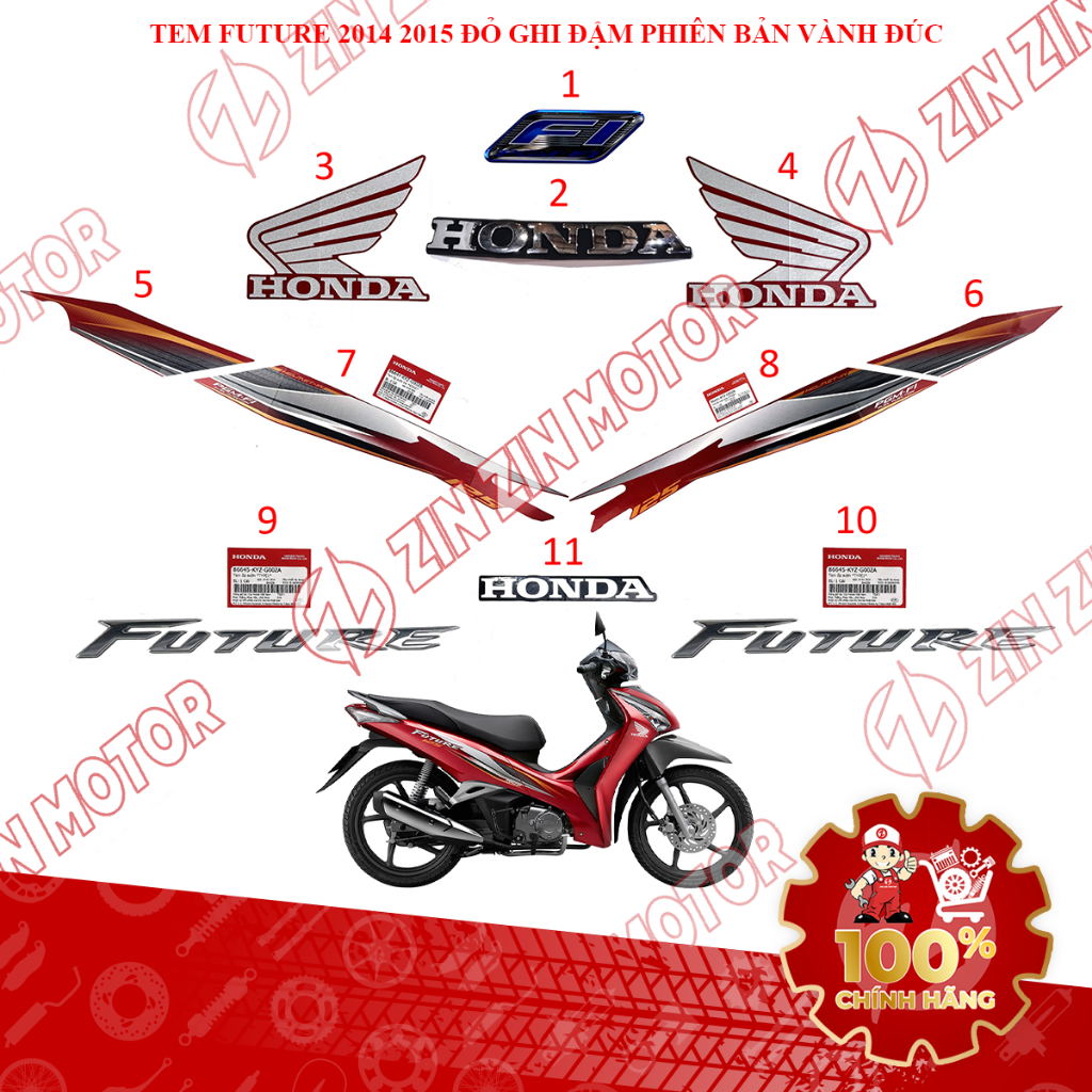 Tem Rời Xe Future 125 Mập, Future Fi 125 2014 2015 Đỏ Ghi Đậm Chính ...