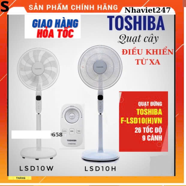 Quạt cây đứng Toshiba F-LSD10(H/W)VN-có điều khiển,quạt chắc khỏe,chạy êm.bền đẹp,chính hãng,BH ...