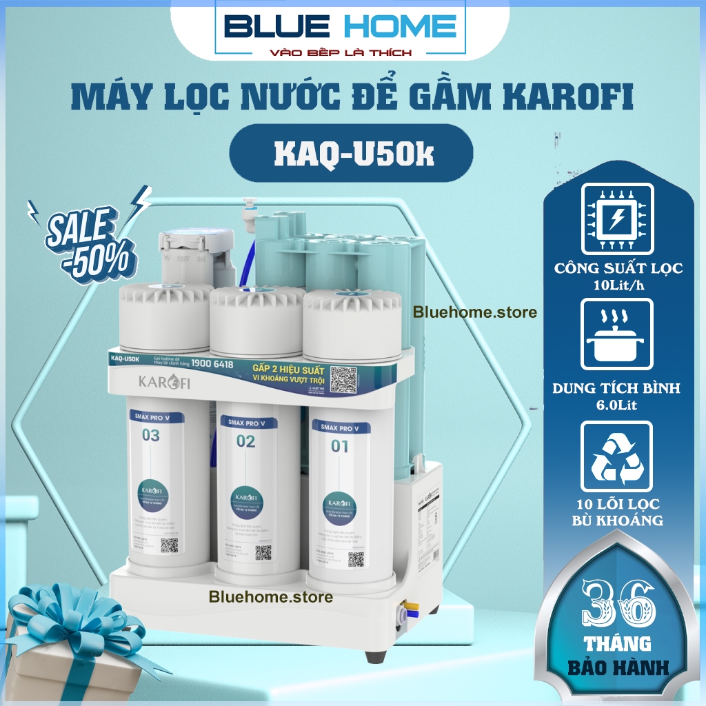 Máy Lọc Nước Để Gầm KAROFI U50k, 10 Lõi Lọc Màng RO 500GPD Hàn Quốc ...
