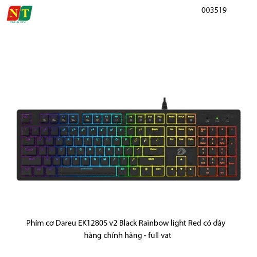 Phím cơ Dareu EK1280S v2 Black Rainbow light Red có dây - hàng chính ...