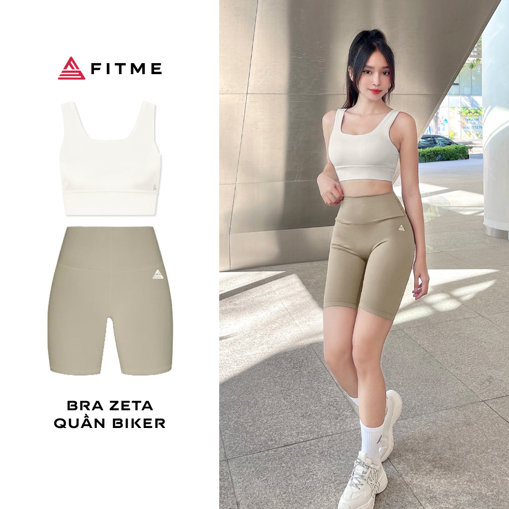 Bộ đồ tập gym Fitme áo bra thể thao nữ Zeta Light Grey, quần legging ...