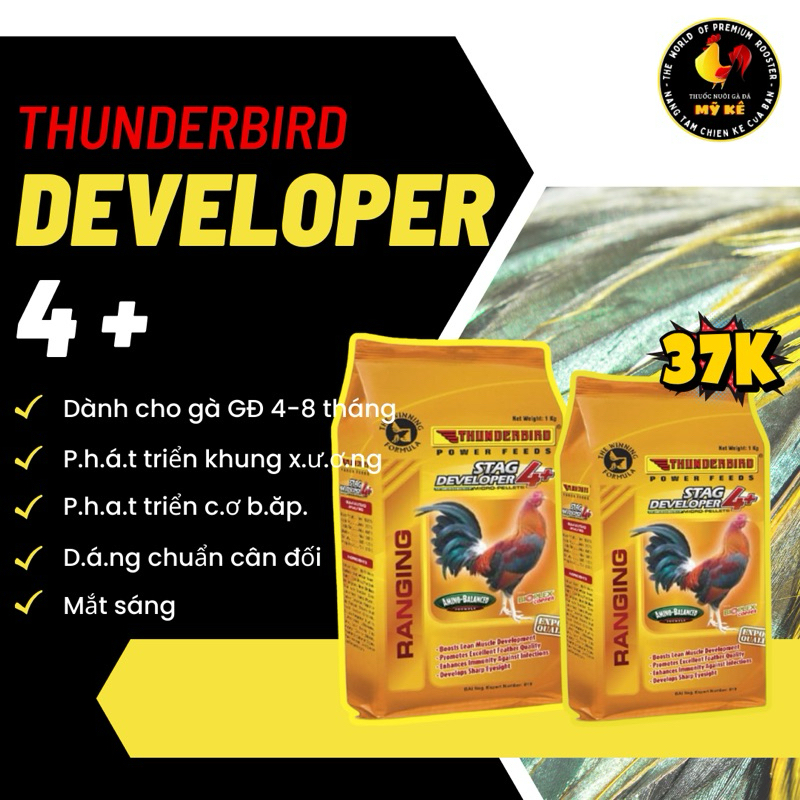 Thức ăn gà con từ 4 tháng tuổi Thunderbird Developer 4+ túi 1kg | Shopee Việt Nam