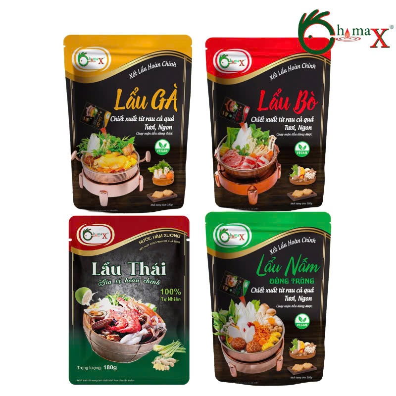 Combo Xốt lẩu, nước dùng hoàn chỉnh Lẩu nấm đông trùng, lẩu gà, lẩu bò ...