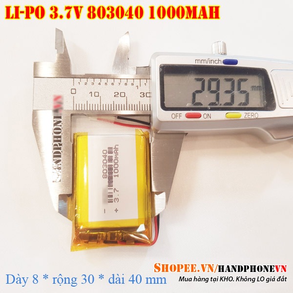 Pin Li-Po 3.7V 1000mAh 803040 (Li-Polymer) cho điện thoại, loa ...