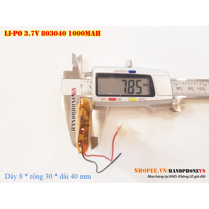 Pin Li-Po 3.7V 1000mAh 803040 (Li-Polymer) cho điện thoại, loa ...