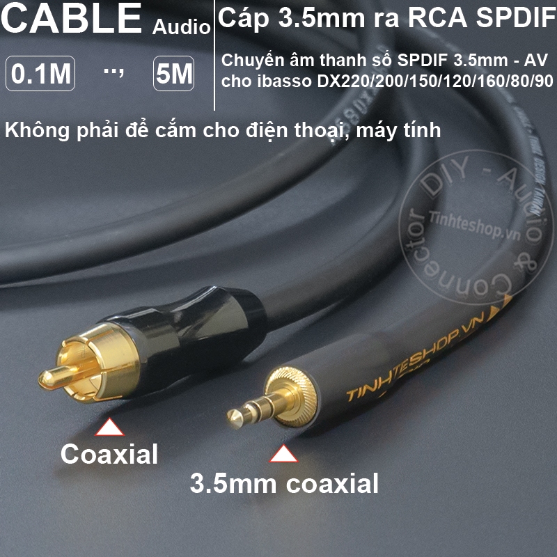 Cáp 3.5 ra AV coaxial S/PDIF 75Ohm dùng cho DAC iBasso DX220 DX200 ...