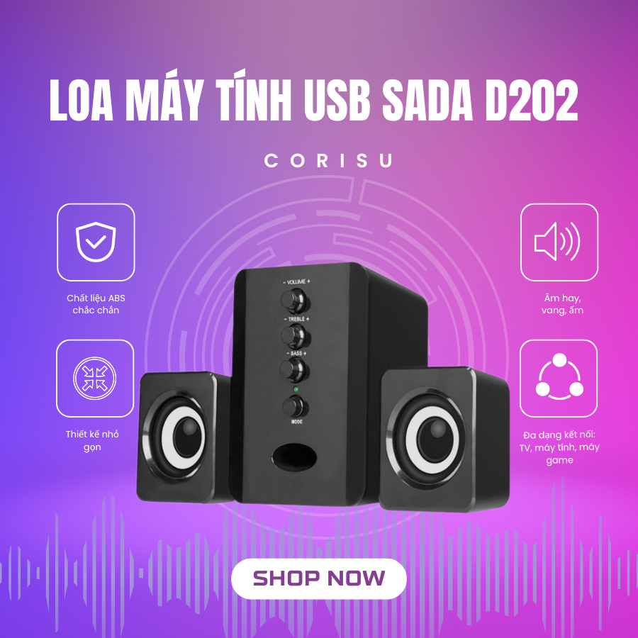 Loa Máy Tính Mini USB SADA D202 - Corisu Bass Chuẩn, Âm Thanh Tuyệt ...