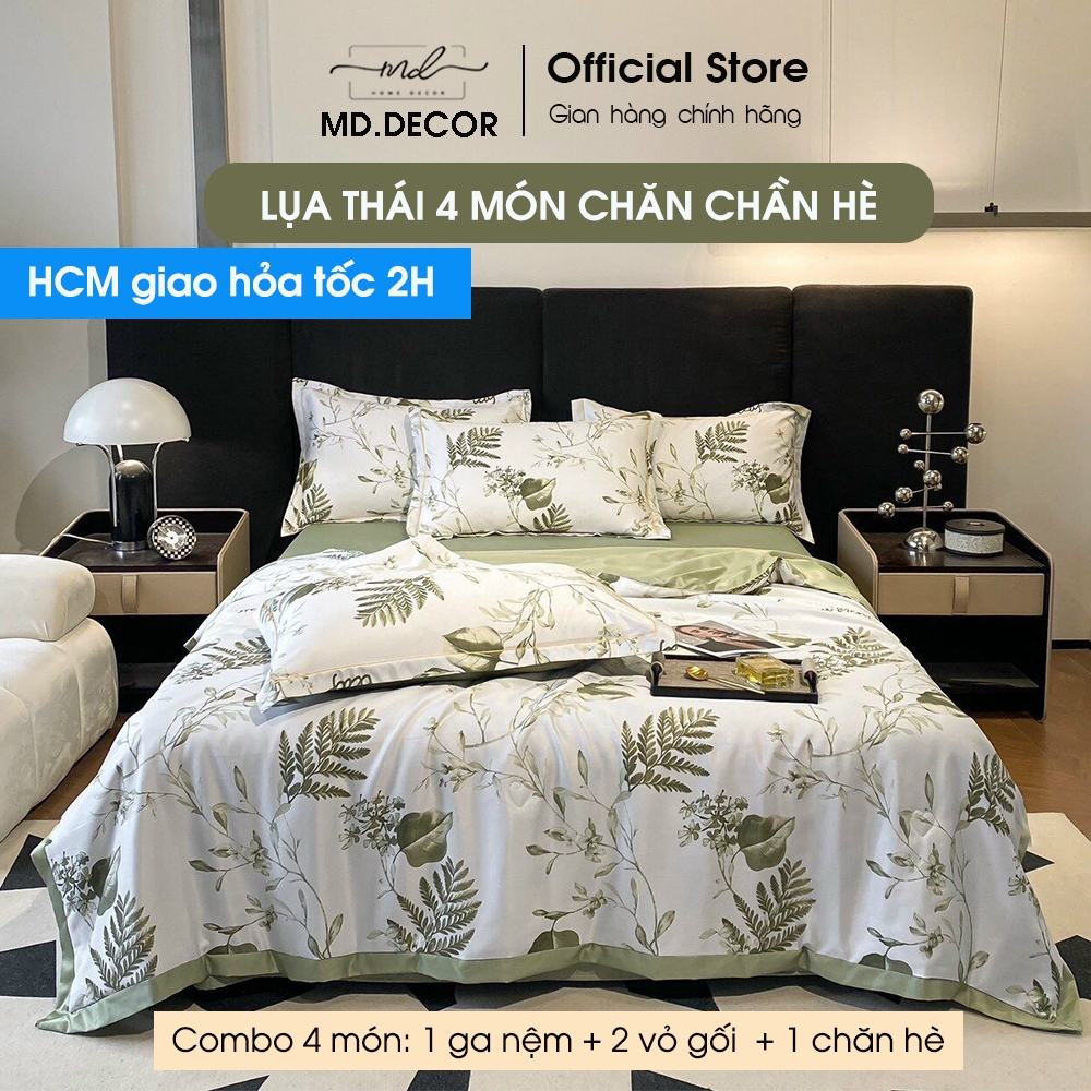 Bộ Chăn Ga Gối Lụa Thái MD.Decor cao cấp êm mềm nhiều kích thước nệm M2 M4 M6 M8 | Shopee Việt Nam