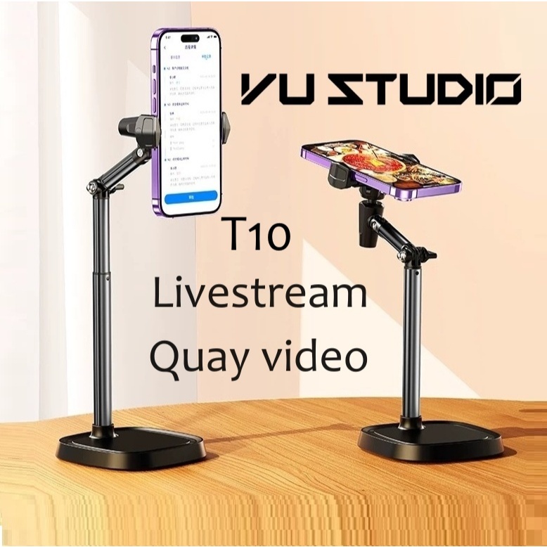 Giá đỡ điện thoại livestream quay video review sản phẩm xem phim quay 360 độ Vu Studio T10, T8 ...