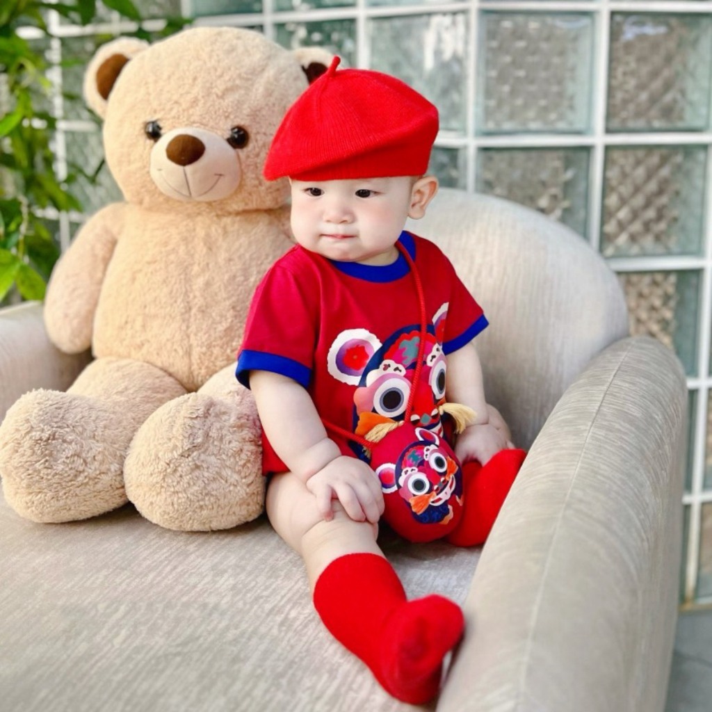 BỘ Body Lân Tết Nguyên đán kèm túi tròn Cho Bé Trai và Bé Gái Từ 3-13kg | Shopee Việt Nam