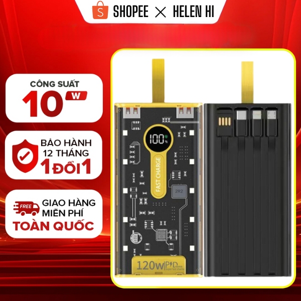 TZ07 20.000mAh – Sạc nhanh 22.5W, 4 dây tích hợp, màn hình LED, thiết ...