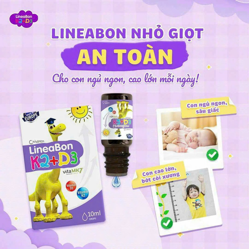 Linebon K2 D3 - Vitamin D3k2 Lọ 10ml Giúp bé hấp thu canxi tăng chiều ...