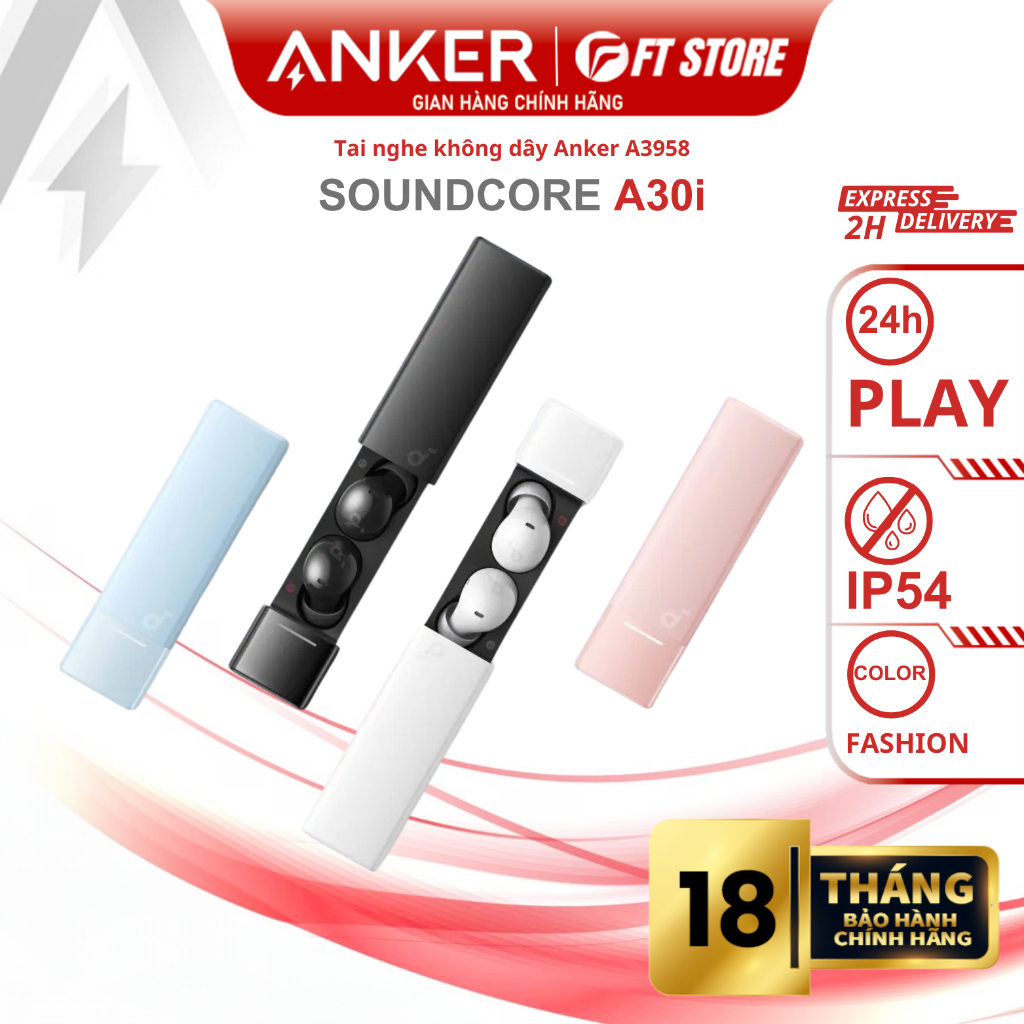 Tai nghe không dây ANKER Soundcore A30i thiết kế thỏi son nhỏ gọn Chống ...