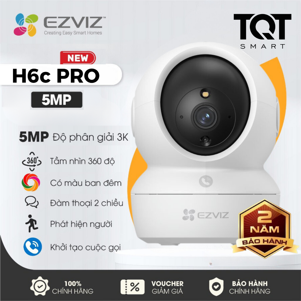 Camera Wifi Ezviz H6c PRO 5MP / 4MP Quay 360, Chạm để gọi điện, Đàm ...