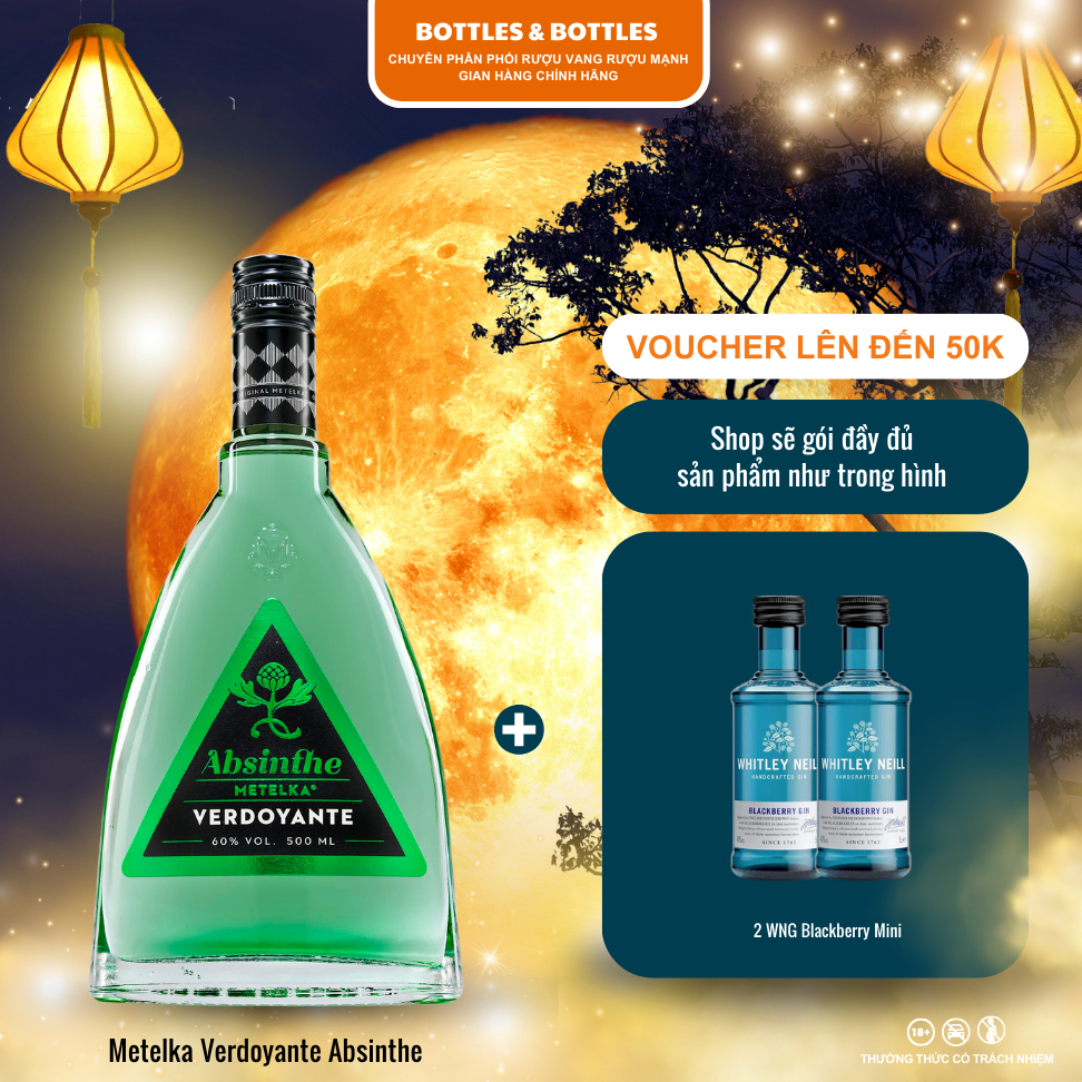 [CHÍNH HÃNG] Rượu Absinthe Metelka Verdoyante + 02 WNG Mini - 500ML - 60% | Shopee Việt Nam