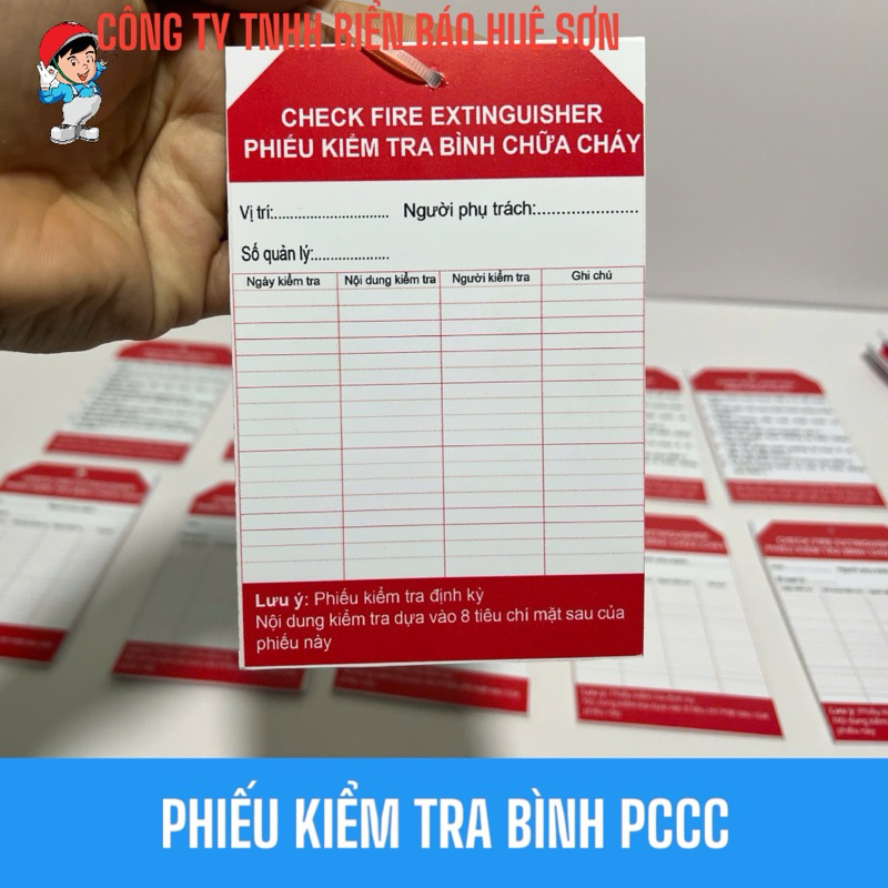Phiếu kiểm tra bình chữa cháy chuẩn TCVN An toàn pccc - Tặng kèm dây ...