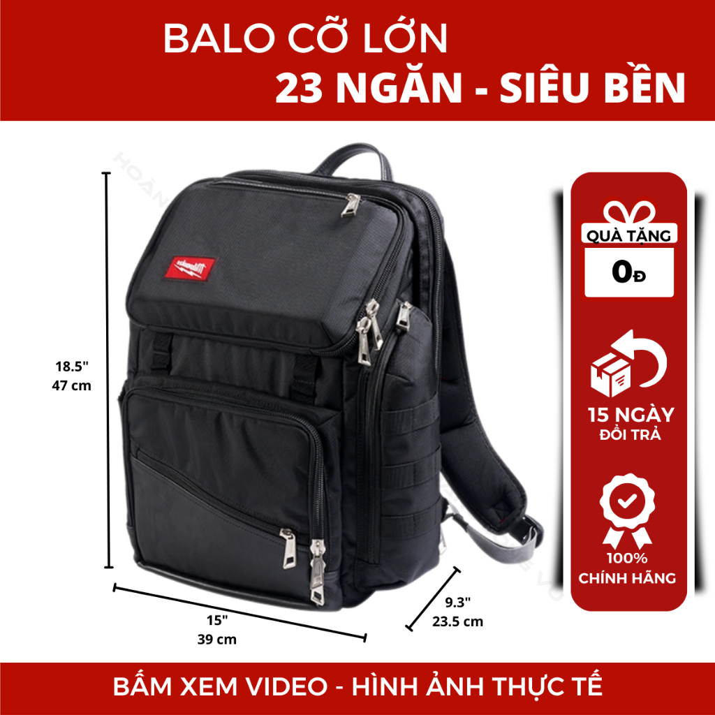 Balo 23 ngăn, balo Milwaukee 48-22-8205 chuyên đựng đồ nghề, laptop ...