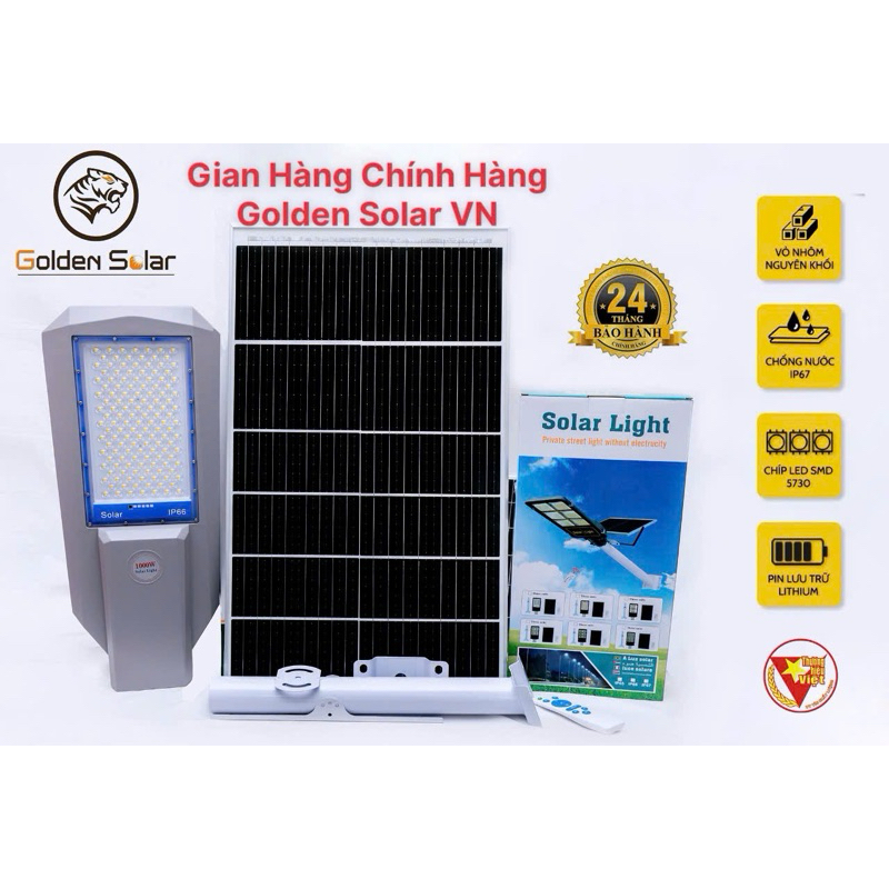 Đèn đường năng lượng mặt trời 1000w 600w 300w Chính Hãng Golden Solar ...