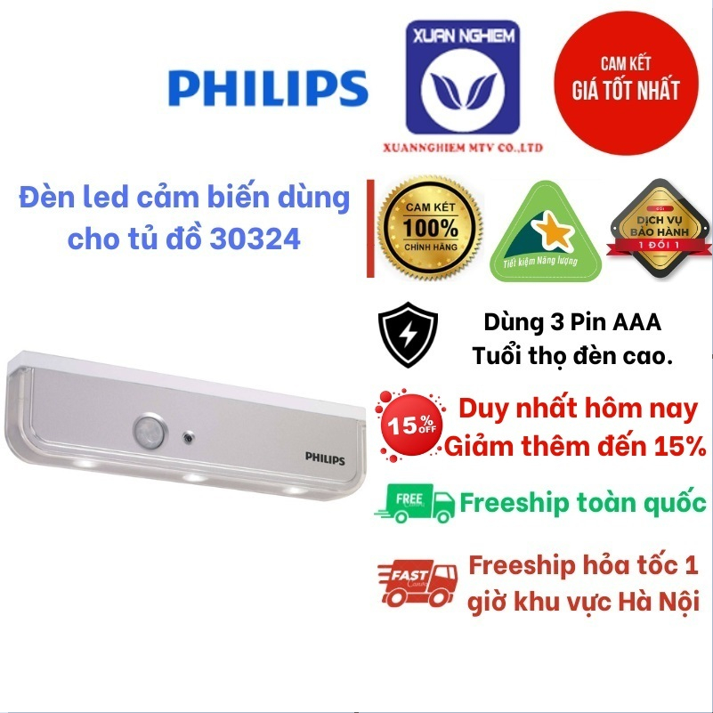 Đèn tường Philips 30324 / Đèn led cảm biến dùng cho tủ đồ Philips 30324 ...