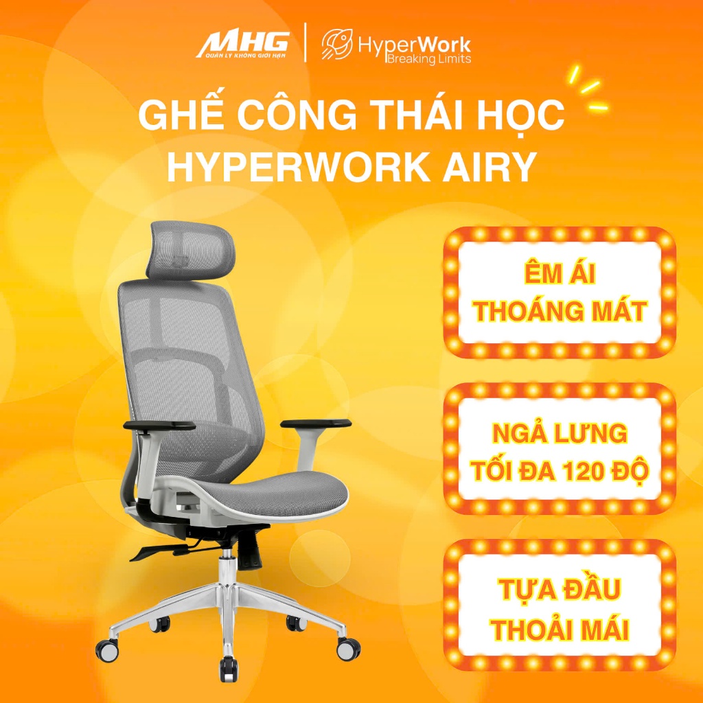 Ghế công thái học HyperWork Airy HPW OC02 (Đen/ Trắng/Hồng) - Hàng ...
