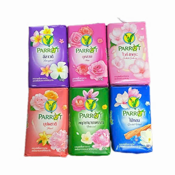 Lốc 6 bánh xà phòng hiệu con vẹt Thái Lan Parrot Botanicals 55g các màu xà bông thảo mộc Nokkaew ...