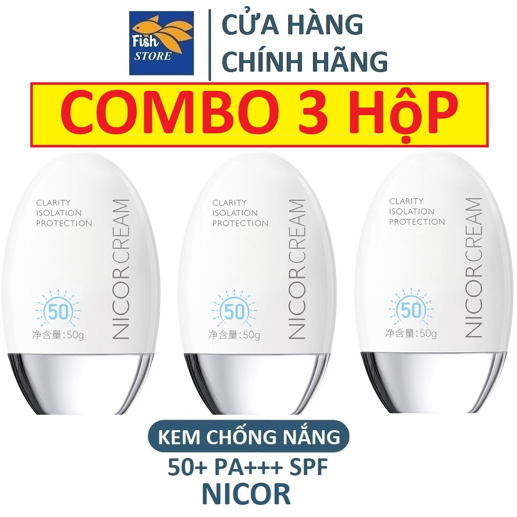 ( Combo 3 hộp ) Kem chống nắng nâng tone NICOR CREAM SPF50+ giúp dưỡng ...