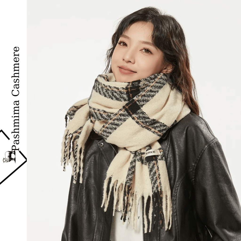 Khăn quàng cổ bản rộng, Kẻ Caro vuông chất liệu len dày, dệt kim, mềm mịn, ấm áp phối màu Basic ...