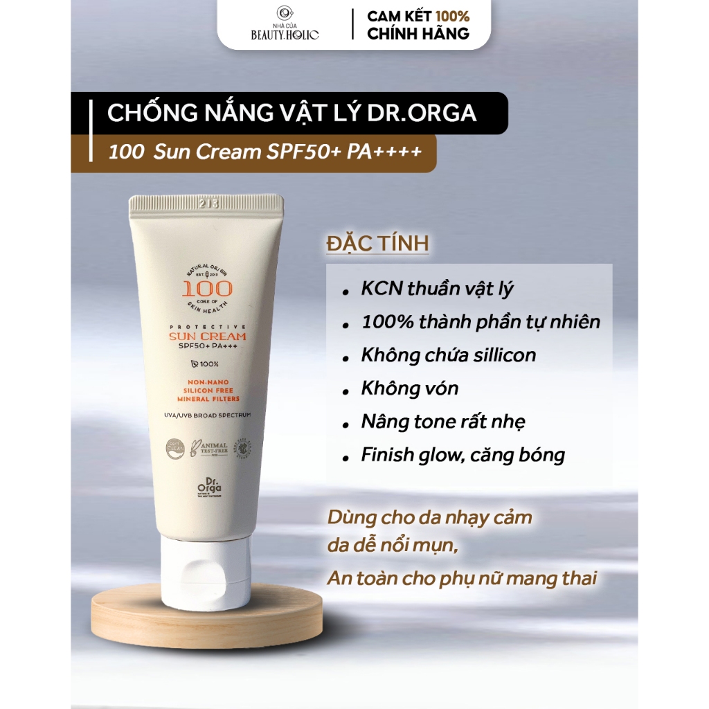 [SALE LỖ DỌN KHO DATE 2025] Kem chống nắng không silicon Dr.Orga 100 Sun Cream SPF 50+ PA ...