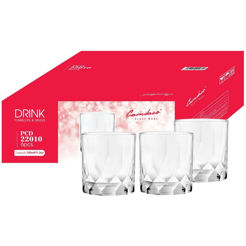 Bộ 6 Ly Cốc Thủy Tinh Rock Camdaco 335ml ( Mã 22010 ), Ly Uống Nước, Ly ...