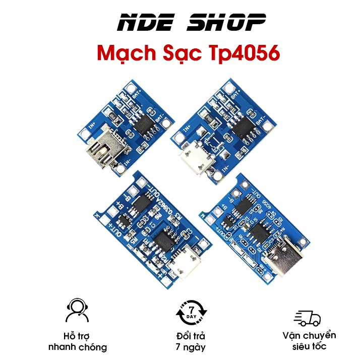 Combo 5 Mô đun sạc pin Lithium TP4056 18650 Type-c/Micro USB 5V 1A với ...