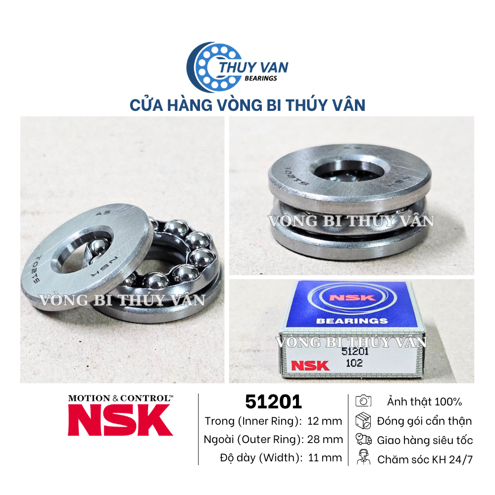 Vòng bi bạc đạn chà, tỳ, đẩy, chặn trục hạt tròn 51201 51202 51203 ...