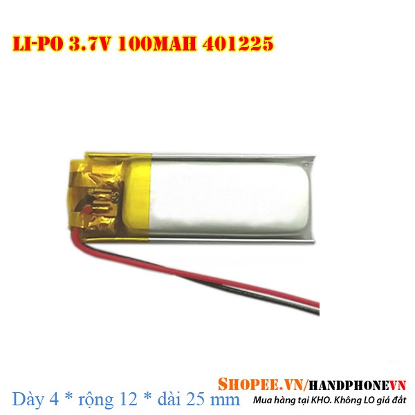 Pin Li-Po 3.7V 401225 90 / 100mAh (Li-Polyme). Pin dày 4mm | Shopee ...