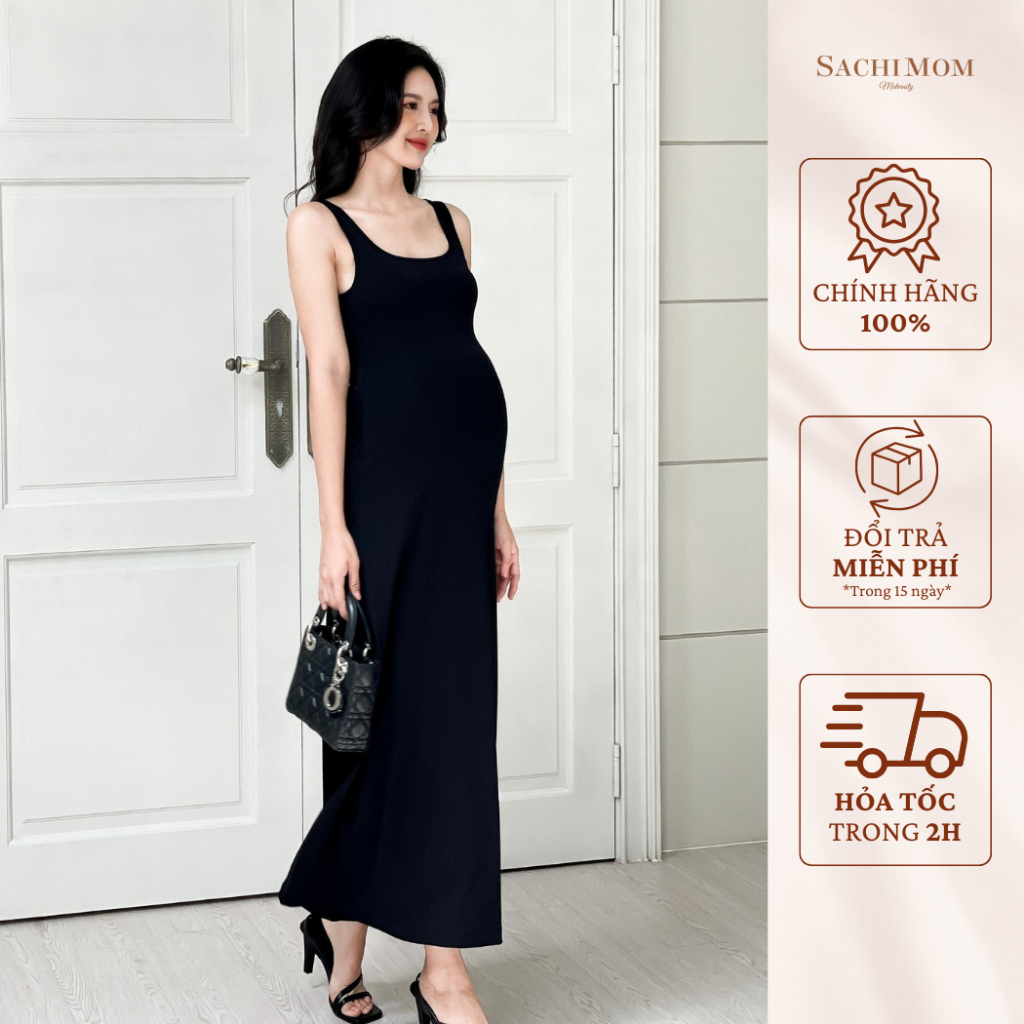 Đầm Bầu SACHIMOM - Váy Bầu Dáng Dài Ôm Body NELLY DRESS | Shopee Việt Nam