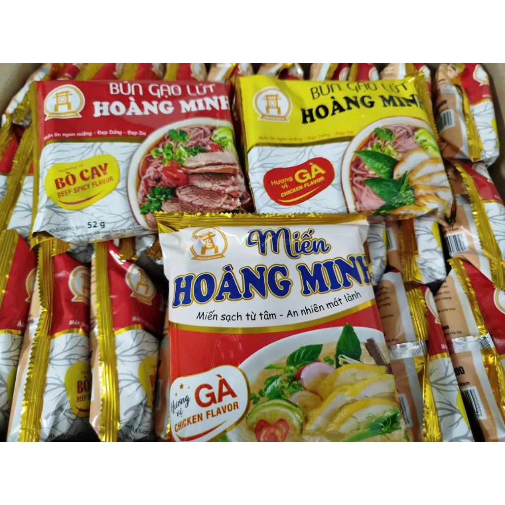 Bún/miến gạo lứt ăn liền kèm gói gia vị bò/gà Hoàng Minh gói 52gr, ăn ...