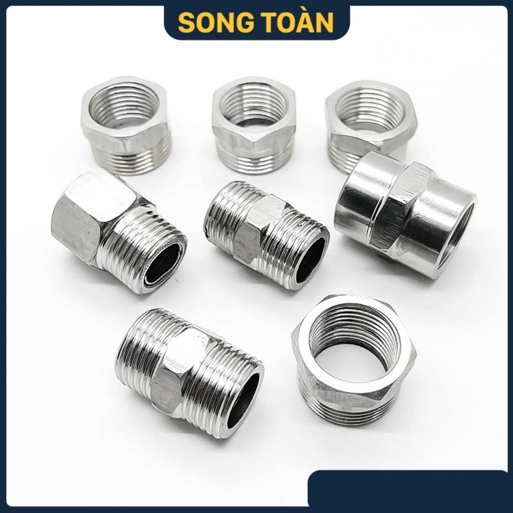 Đầu Nối Ren Inox, Nối Ren Trong Ngoài 1/2 21 & 3/4 27 Kép Lơ Cả Rá Măng ...