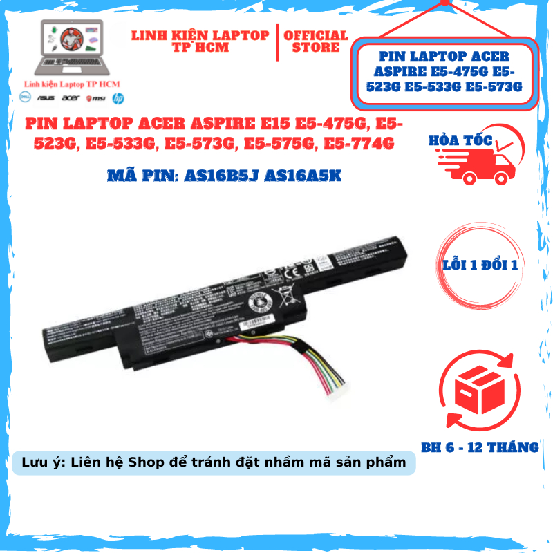 Pin Laptop Acer Aspire E15 E5-475G, E5-523G, E5-533G, E5-573G, E5-575G, E5-774G ZIN NEW - BẢO ...