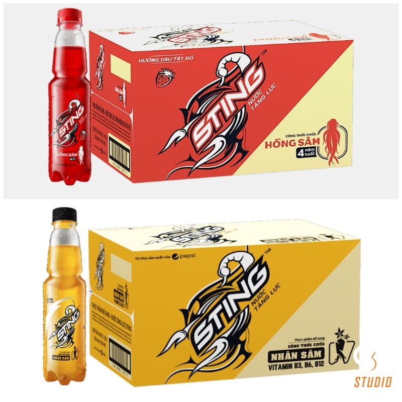 Thùng 24 chai nước tăng lực Sting đỏ Dâu / Vàng 330ml | Shopee Việt Nam