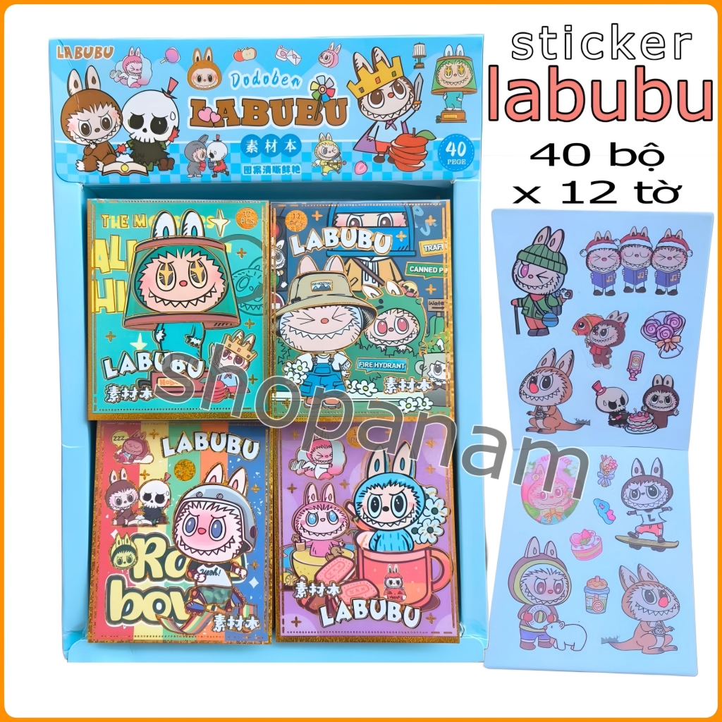 Khay 40 bộ sticker chú thỏ labubu răng nhọn | Shopee Việt Nam