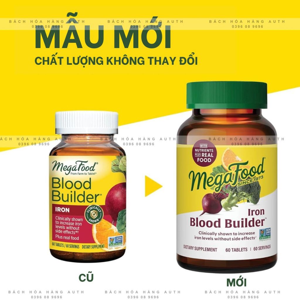 [ Hàng Mỹ ] Viên Uống Bổ Sung Sắt Thuần Chay Ko Gây Táo Bón MegaFood Blood Builder Iron | Shopee ...