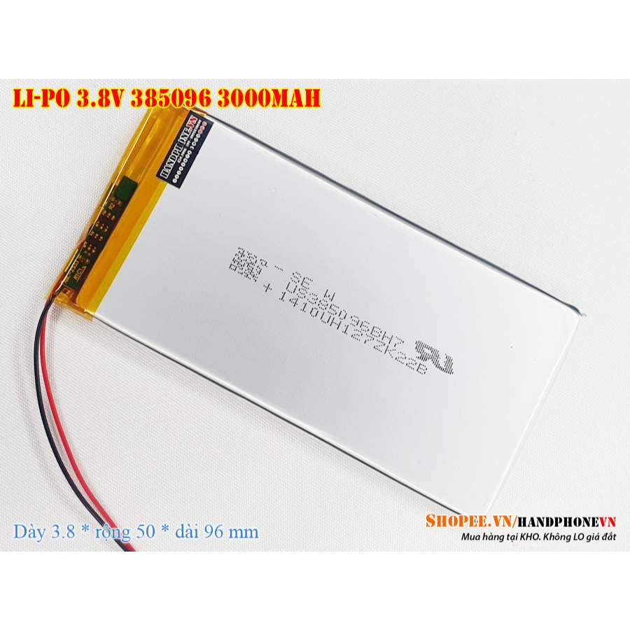 Pin Li-Po 3.8V 3000mAh 385096 (Li-Polymer) cho Bàn Phím Bluetooth, Máy ...