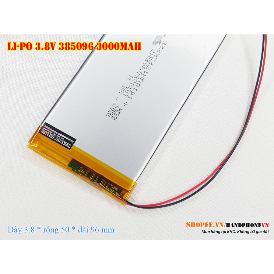 Pin Li-Po 3.8V 3000mAh 385096 (Li-Polymer) cho Bàn Phím Bluetooth, Máy ...