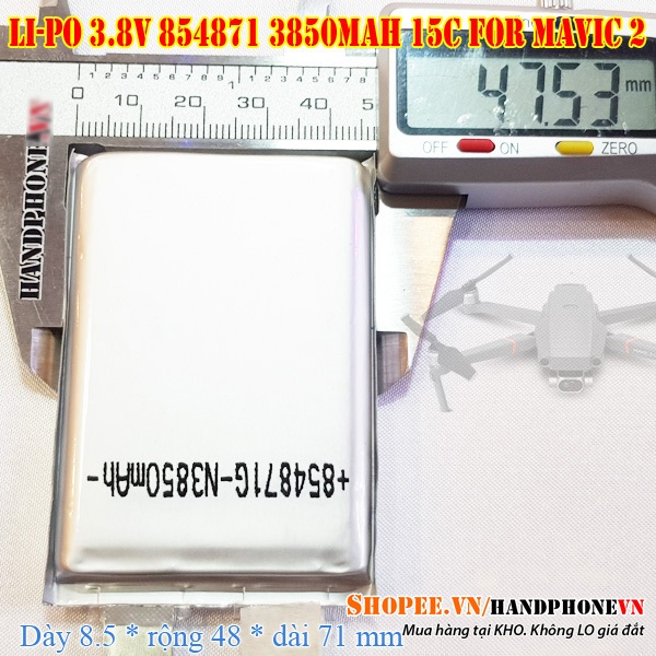 Pin Li-Po 3.8V 854871 3850mAh Dòng xả cao 15C(Li-Polymer) thay thế cho ...
