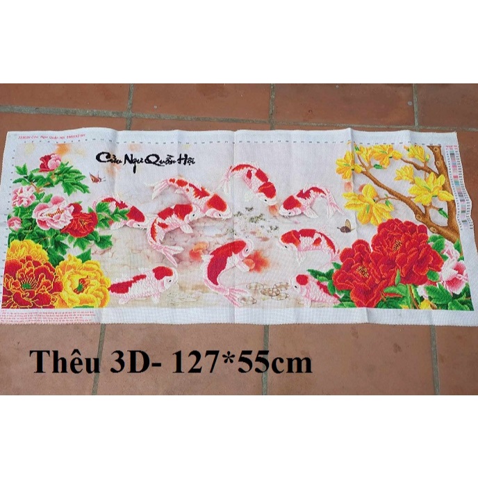 Tranh thêu chữ thập thành phẩm (thêu sẵn) cá chép hoa mẫu đơn 223039 ...